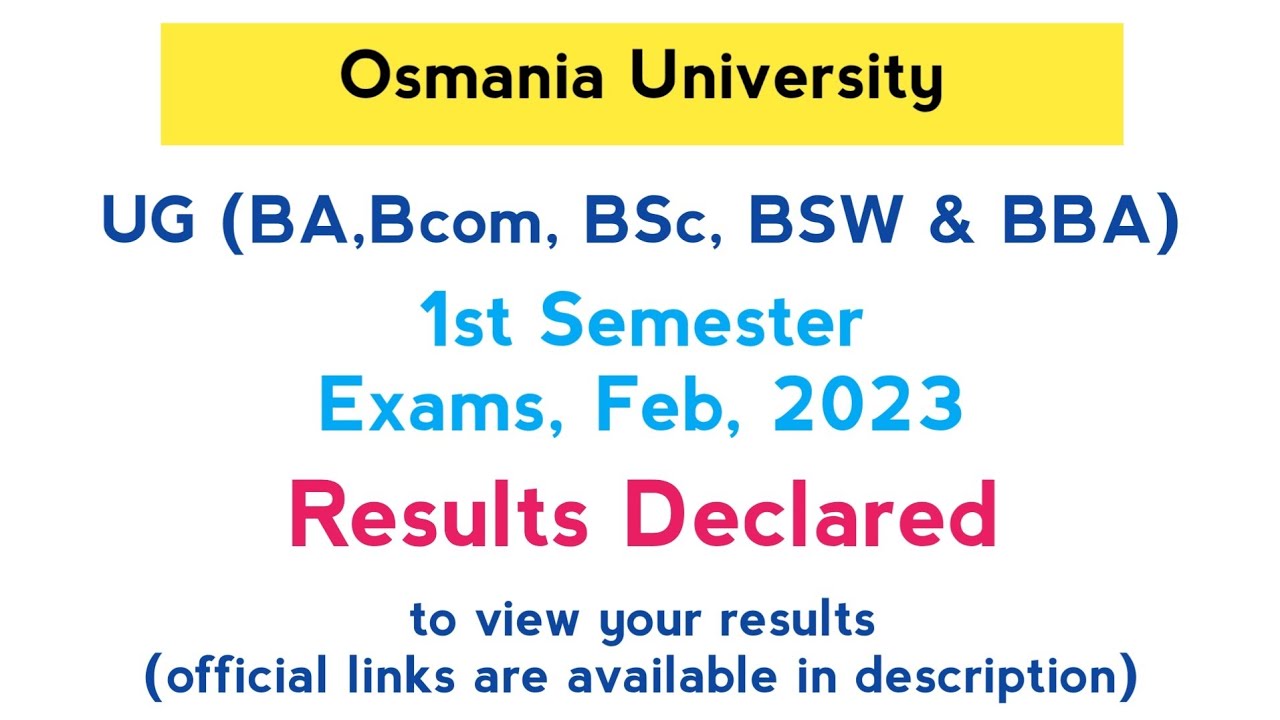 UG (Degree) 1st Sem Regular Exam Results Released | OU - YouTube