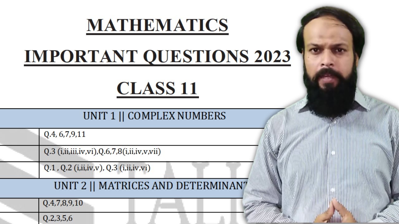 1st Year Math Important Questions 2023- Class 11 New Mathematics XI ...