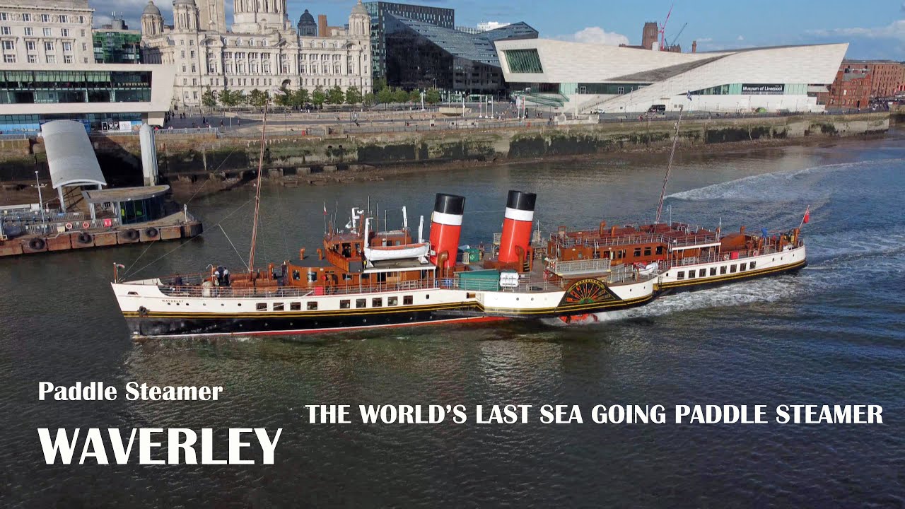 Last Sea Going Paddle Steamer Waverley arriving at Liverpool - YouTube