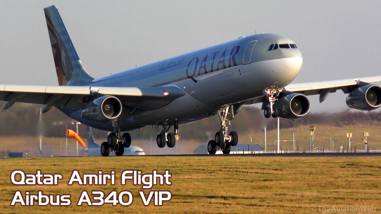 Qatar Amiri Flight - Airbus A340-300 VIP at London Stansted Airport ...