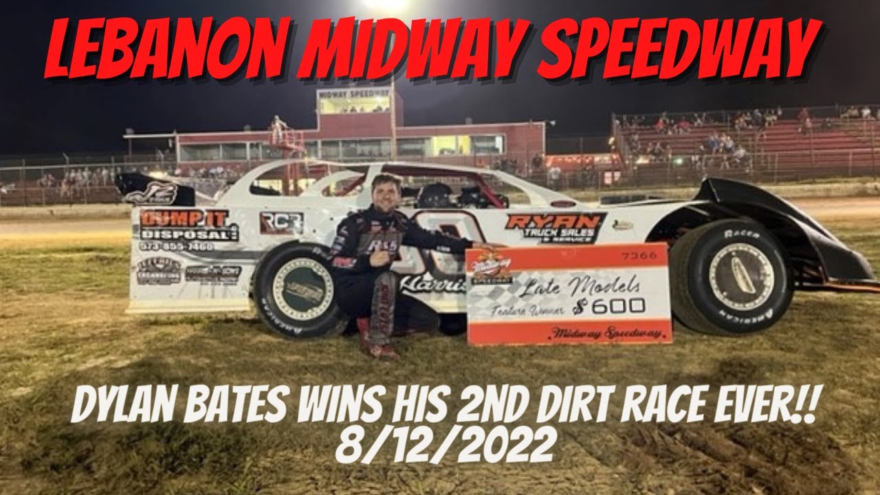 Dylan Bates Wins His 2nd Attempt On Dirt At Midway Speedway - YouTube
