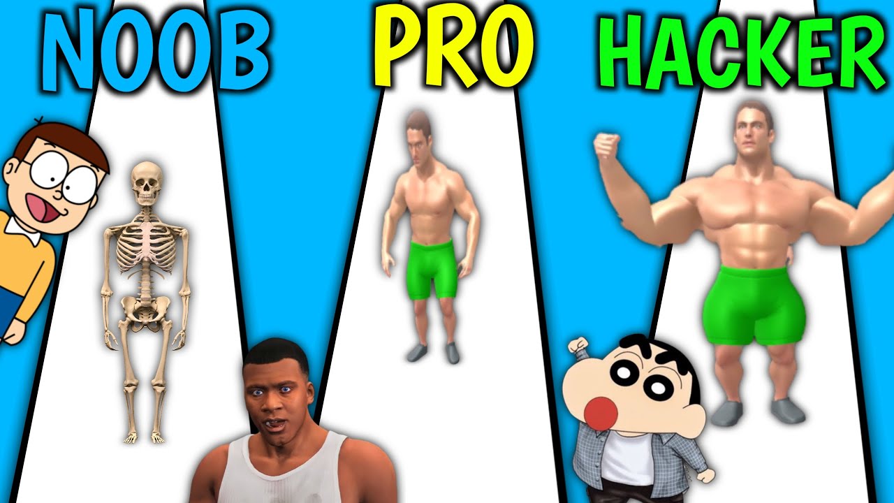 NOOB vs PRO Muscle Rush | muscle rush game | shin chan video - YouTube