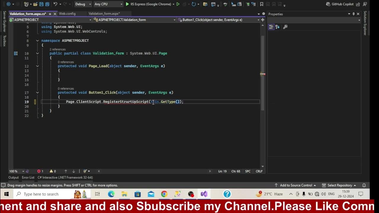 Class: 9 how to apply Regular Expression Validator in ASP NET Web Form - YouTube