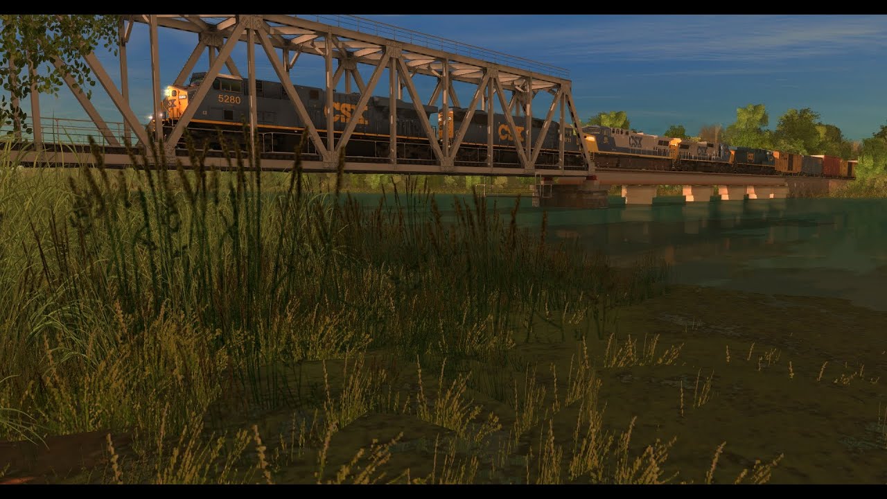 Trainz Runby: CSX Manifest Crossing The Big Bayou Canot Bridge - YouTube