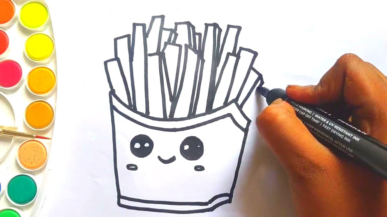 Step by step drawing fries and alarm clock | coloring for Toddler ...