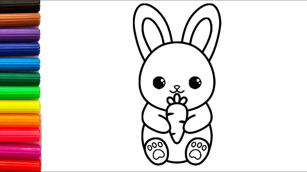 How to draw a bunny | painting and coloring bunny for kids and toddlers ...