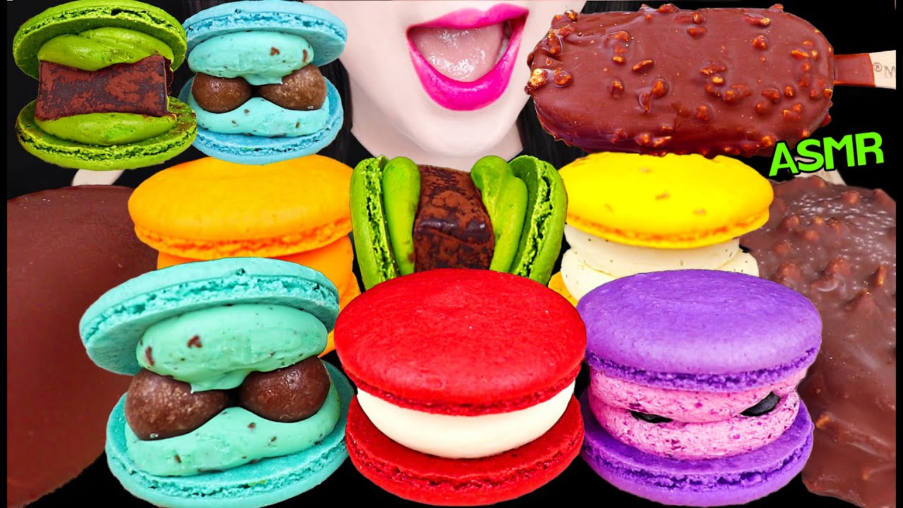 Asmr Rainbow Macaron Magnum Ice Cream 무지개 마카롱 매그넘 아이스크림 먹방 Eating
