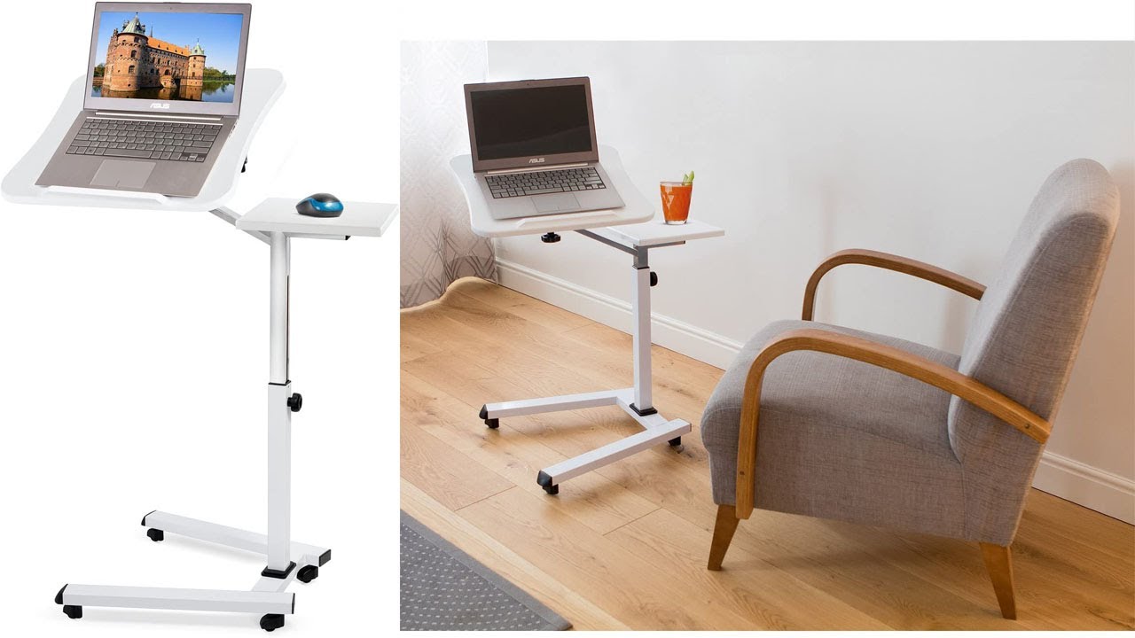 Portable Laptop Desk | Rolling Computer Stand with Adjustable Height ...