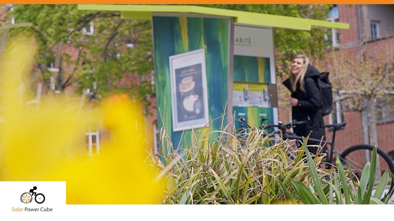 Solar Power Cube X CHARITÉ - ZUSAMMEN NACHHALTIG - 100% Solar-E-Bike Ladestation am CCM! - YouTube