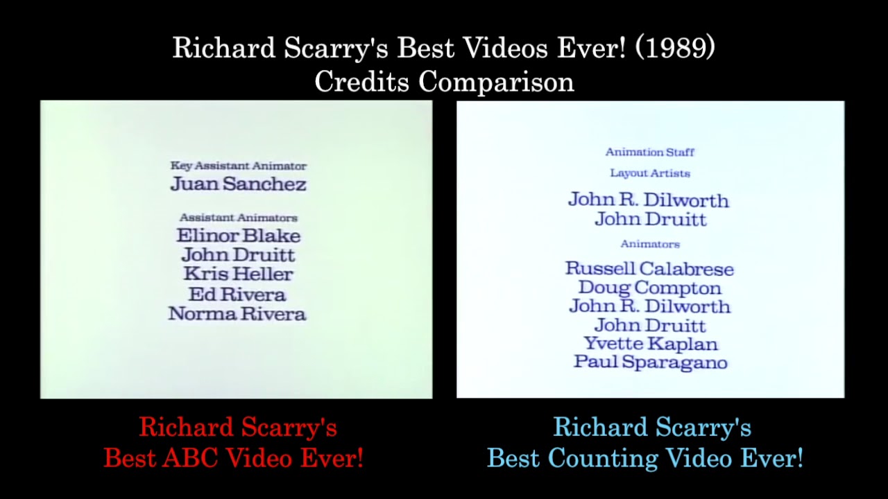 Richard Scarry's Best Videos Ever! (1989) Credits Comparsion - YouTube