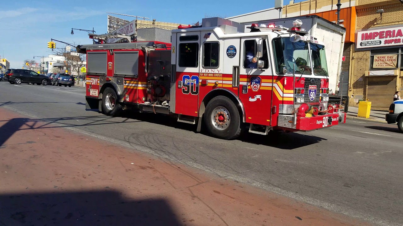 FDNY Engine 90 "Van Nest Hose Wagon" Passing By On East Fordham Road In ...