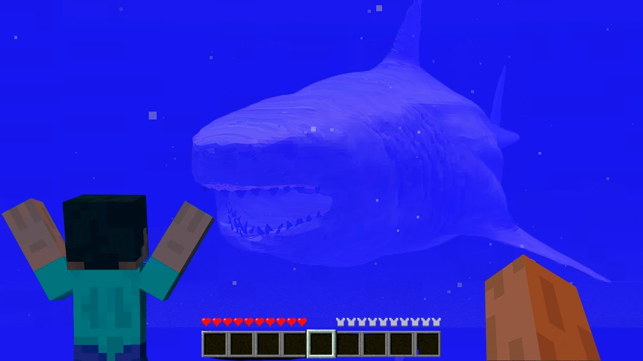 BIGGEST MEGALODON EAT US IN THE SEA IN MINECRAFT ! - YouTube