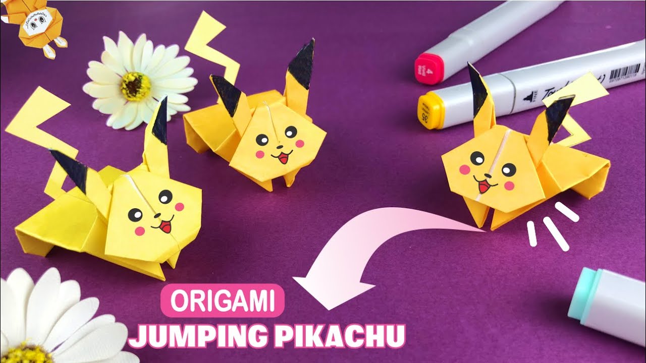 Origami Jumping Pikachu | How to fold Pokemon paper | diy paper crafts ...
