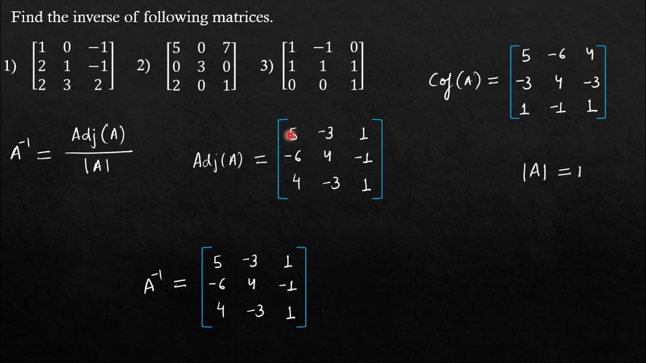 Finding Inverse of Matrix using Adjoint:Example - YouTube