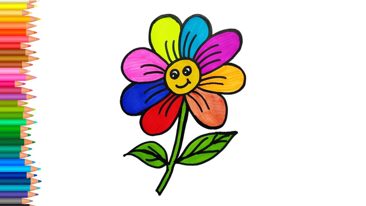 How to draw flower step by step | Drawing flower for kids - YouTube