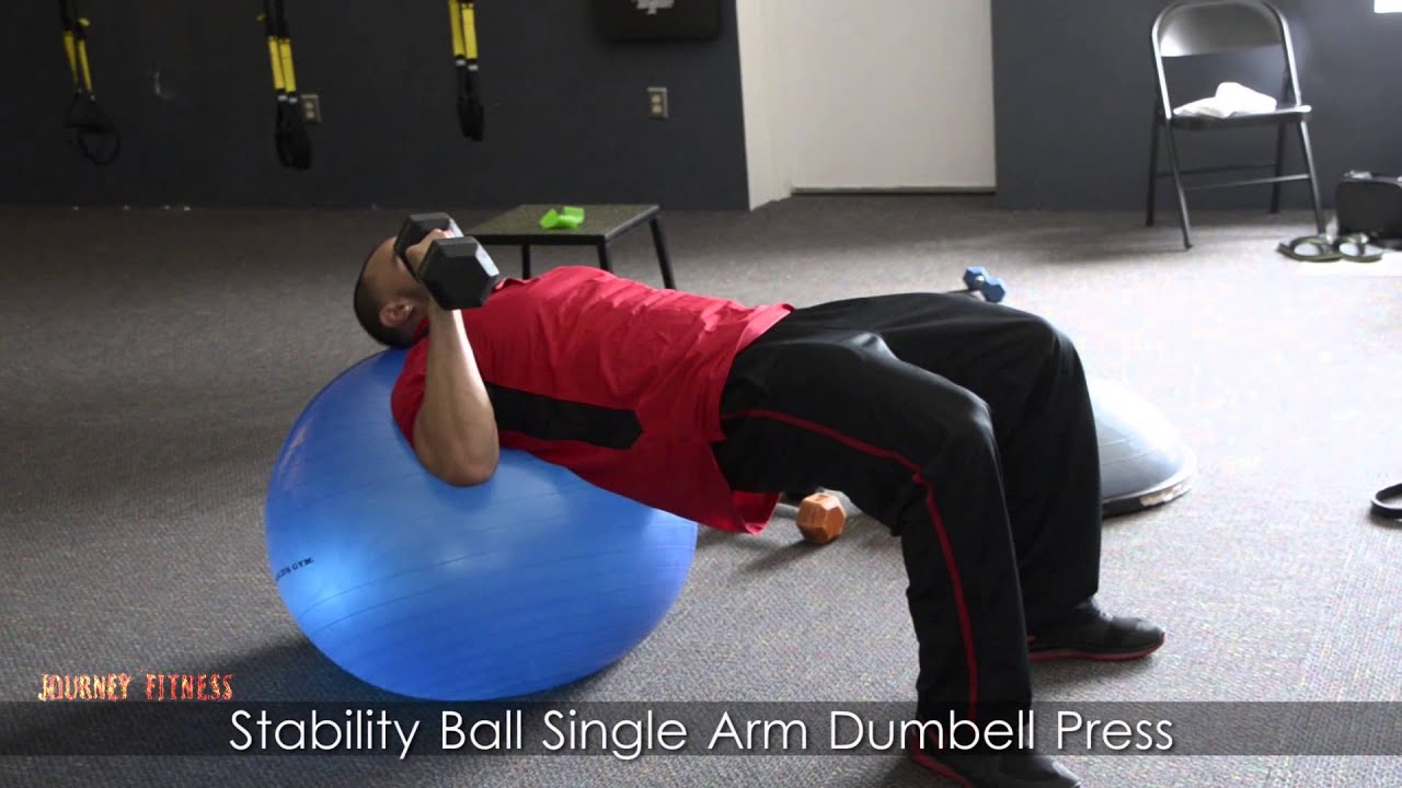 Stability Ball / Dumbbell: Single Arm Chest Press Press - YouTube