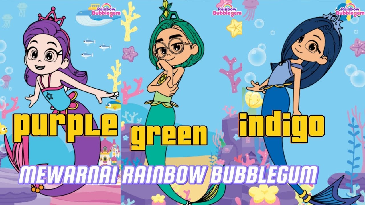 MEWARNAI PURPLE, GREEN DAN INDIGO RAINBOW BUBBLEGUM, WOOWWW SUPER ...