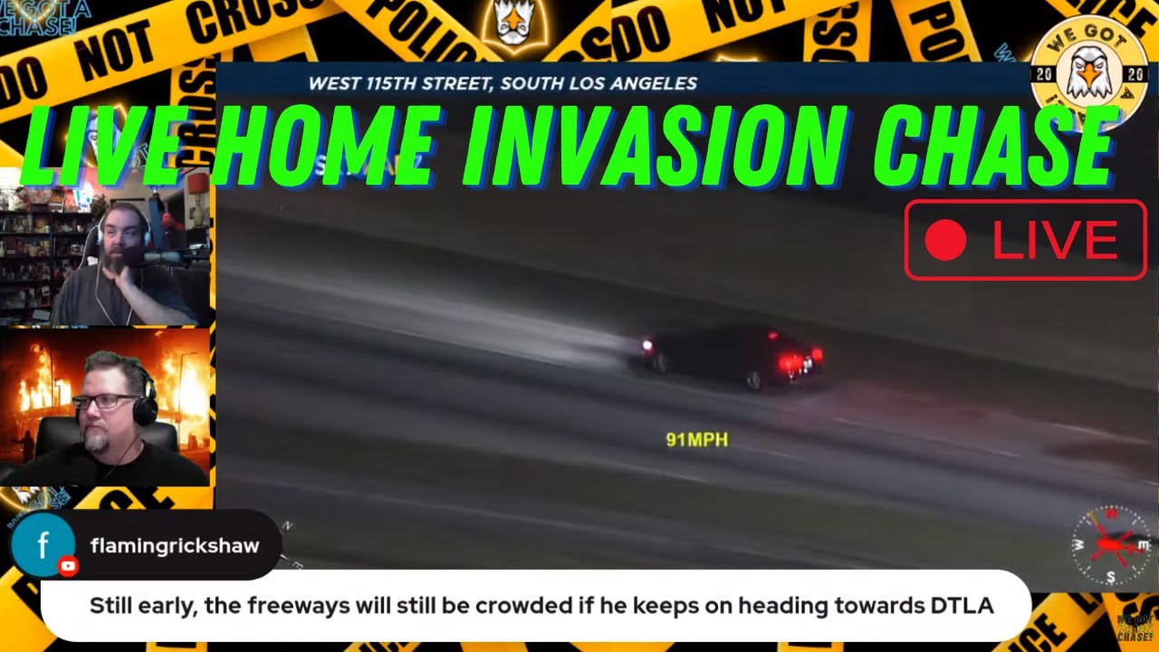 LIVE: Police Chasing Home Invasion Suspect In Stolen Car - YouTube
