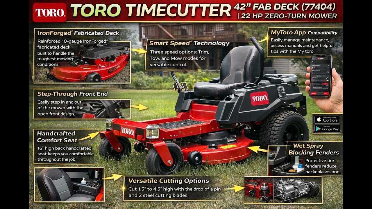 Toro Timecutter 42” Fabricated Deck 77404 walk around - YouTube