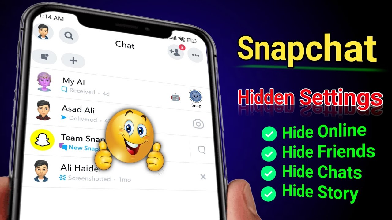 Snapchat hidden features 2024 /Hide Online/Hide Chat /Hide Friends Hide ...