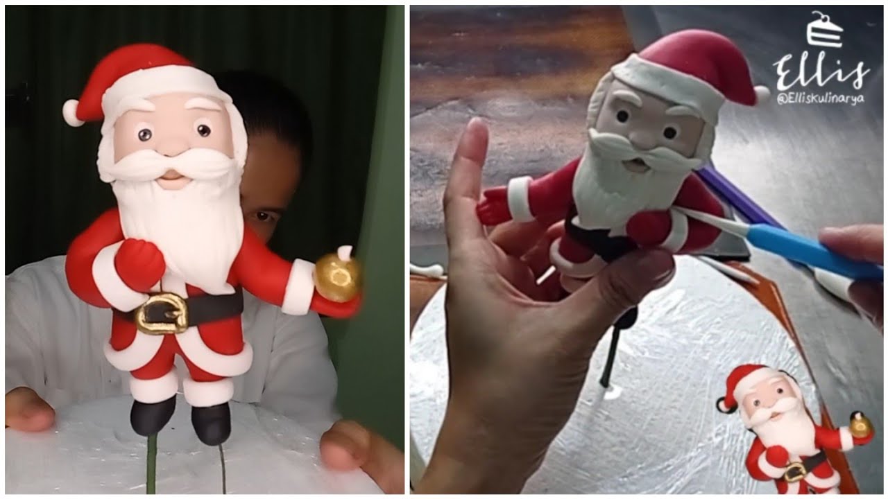 How to make Easy and Cute SANTA Cake Fondant Topper / Santa Fondant ...