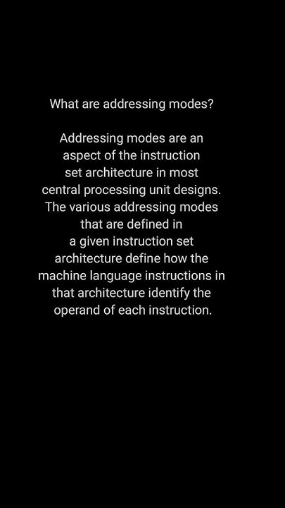 What are addressing modes? - YouTube
