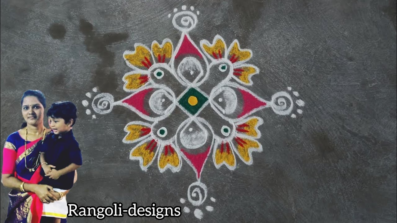 Easy & quick rangoli design with 2×1🌻|simple rangoli kolam design ...