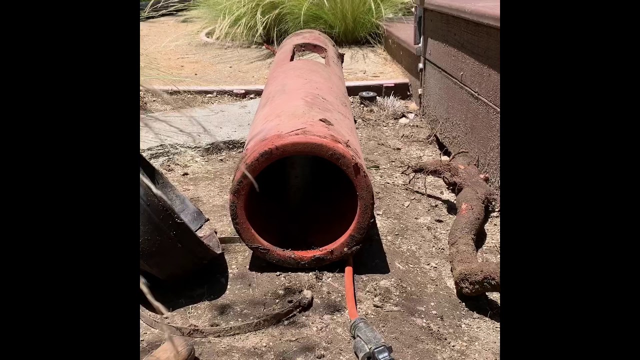 Sewer cleaning plus a two way clean out installation - YouTube