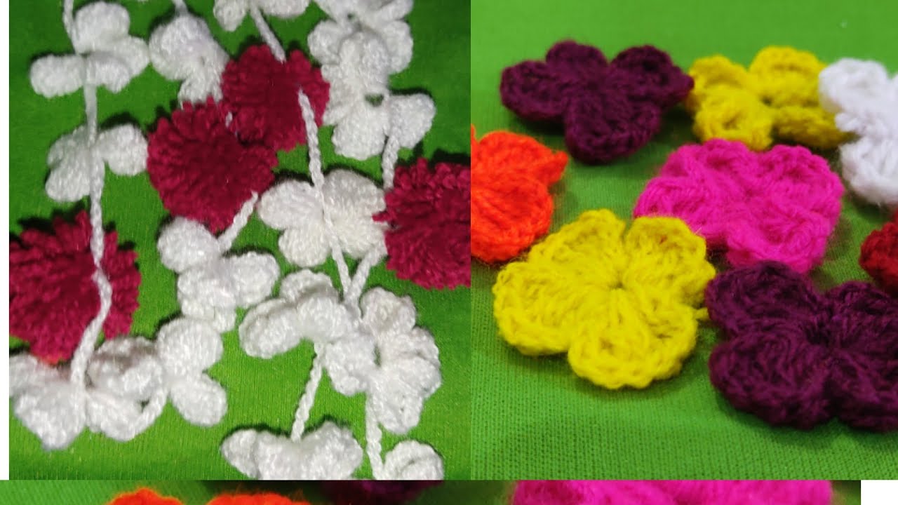 How to make woolen flowers🌼 design| easy wool flowers. - YouTube