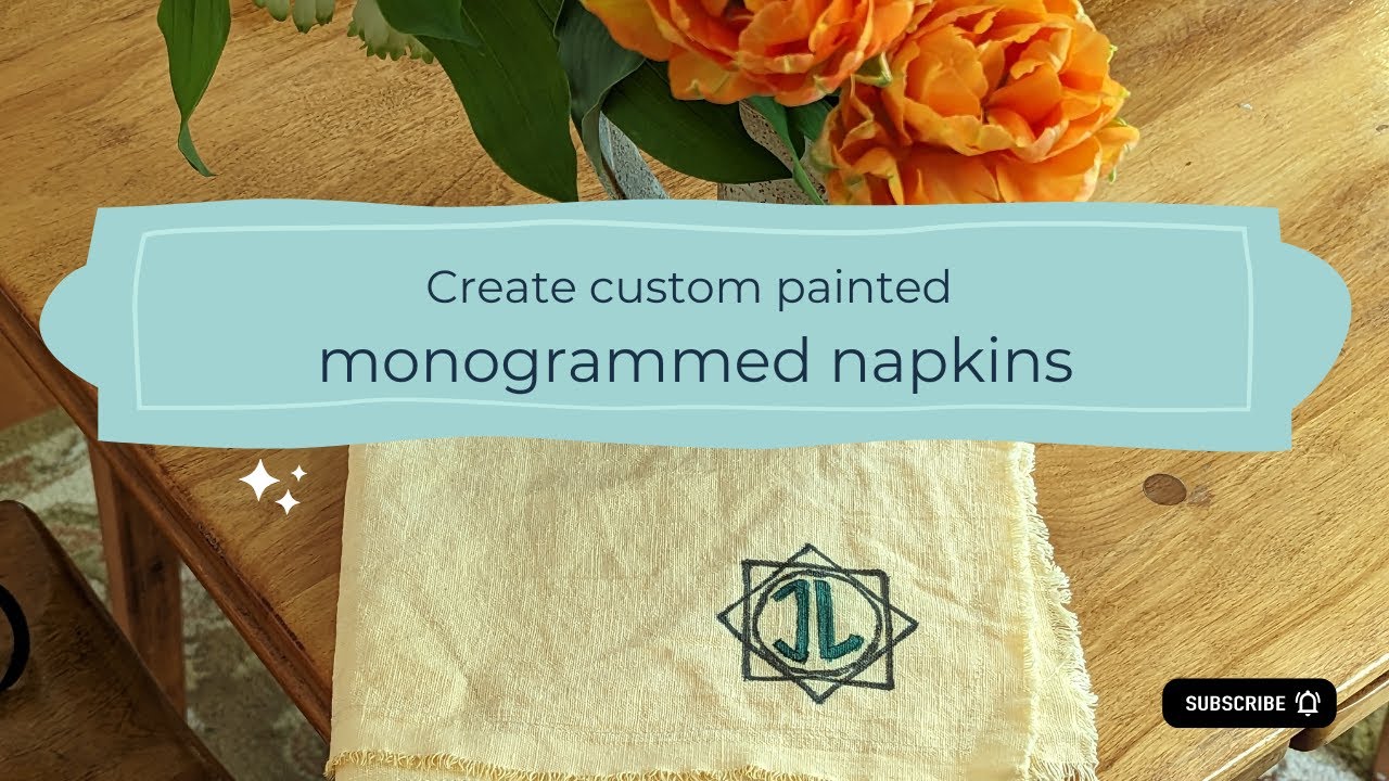 Create custom painted monogrammed linen napkins for wedding gifts - YouTube