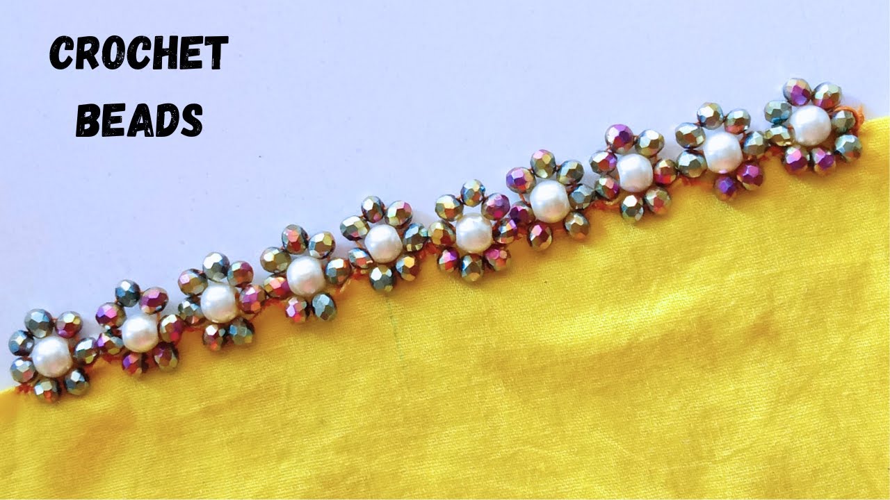 Needle lace beaded embroidery border|crochet beads edges|Coresia beaded ...