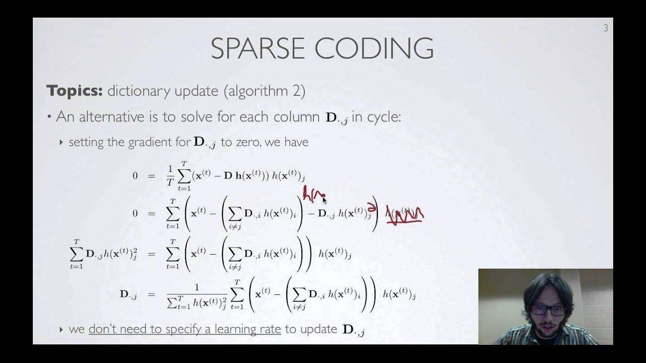 Neural networks [8.4] : Sparse coding - dictionary update with block-coordinate descent - YouTube
