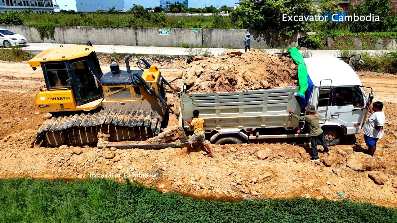 Incredible dump truck drive back stuck wet soil recovery by skill ...