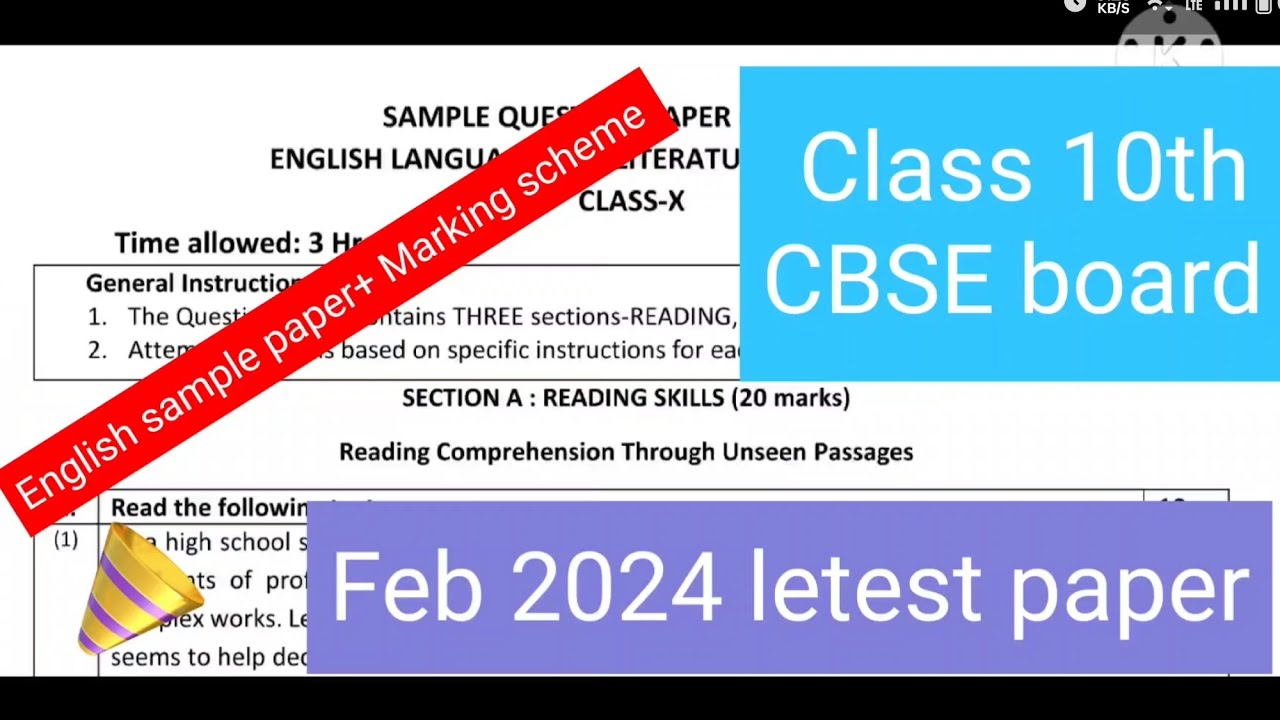 English sample paper Class 10th with solutions / Class 10th sample ...