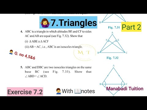 9th class maths|Chapter 7|🤷‍♀️Triangles|💁‍♀️Exercise 7.2| Q no 4,5&6 ...