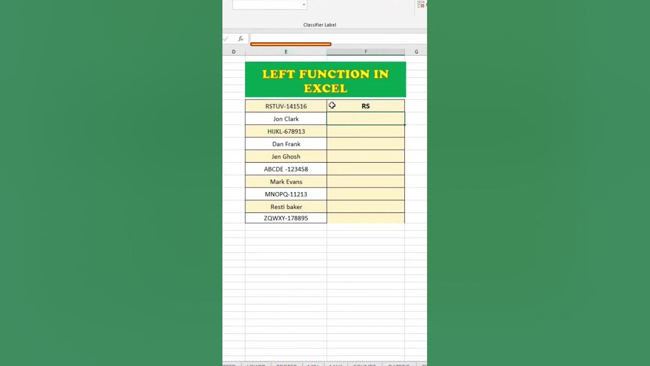 Left Function In Excel Shorts Youtubeshorts Excel Exceltutorial Viral Trending Youtube