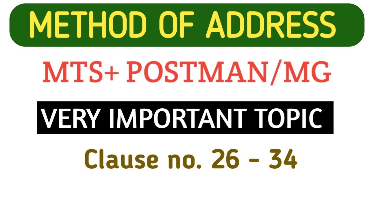 METHOD OF ADDRESS POST OFFICE l Post office Guide part 1 l Clause no ...