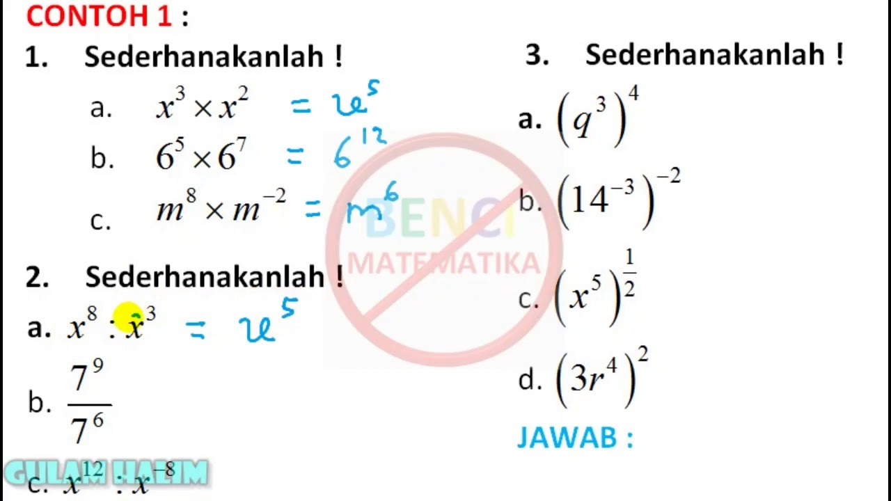 perkalian pembagian pangkat contoh 1 - YouTube