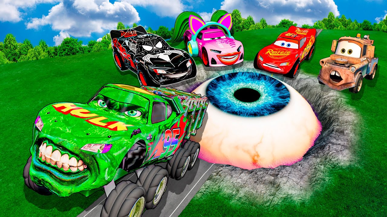 ZOMBIE Pit Transform In HULK Lightning McQueen & Big & Small Pixar Cars ...