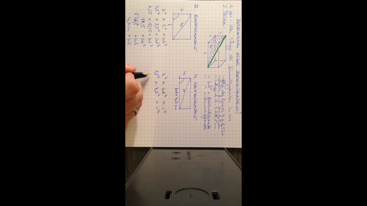Wie man eine Raumdiagonale berechnet. - YouTube