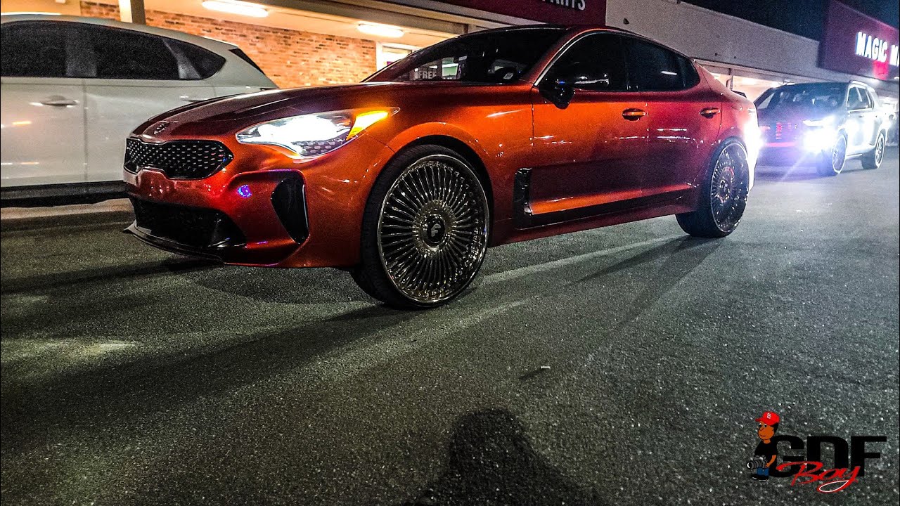 Candy Orange Kia Stinger on All Gold Forgiato Trimestre 24s - YouTube