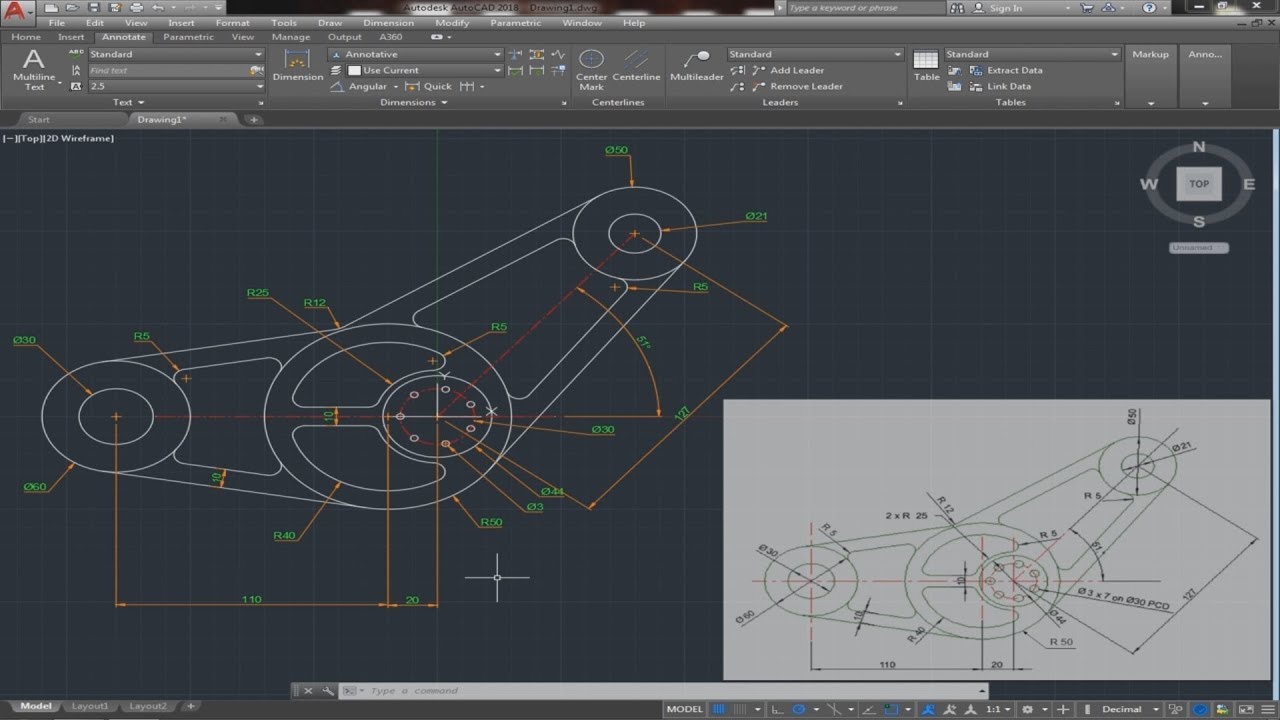 [AutoCAD 2D] Drawing & annotation - Exercise 10 - YouTube