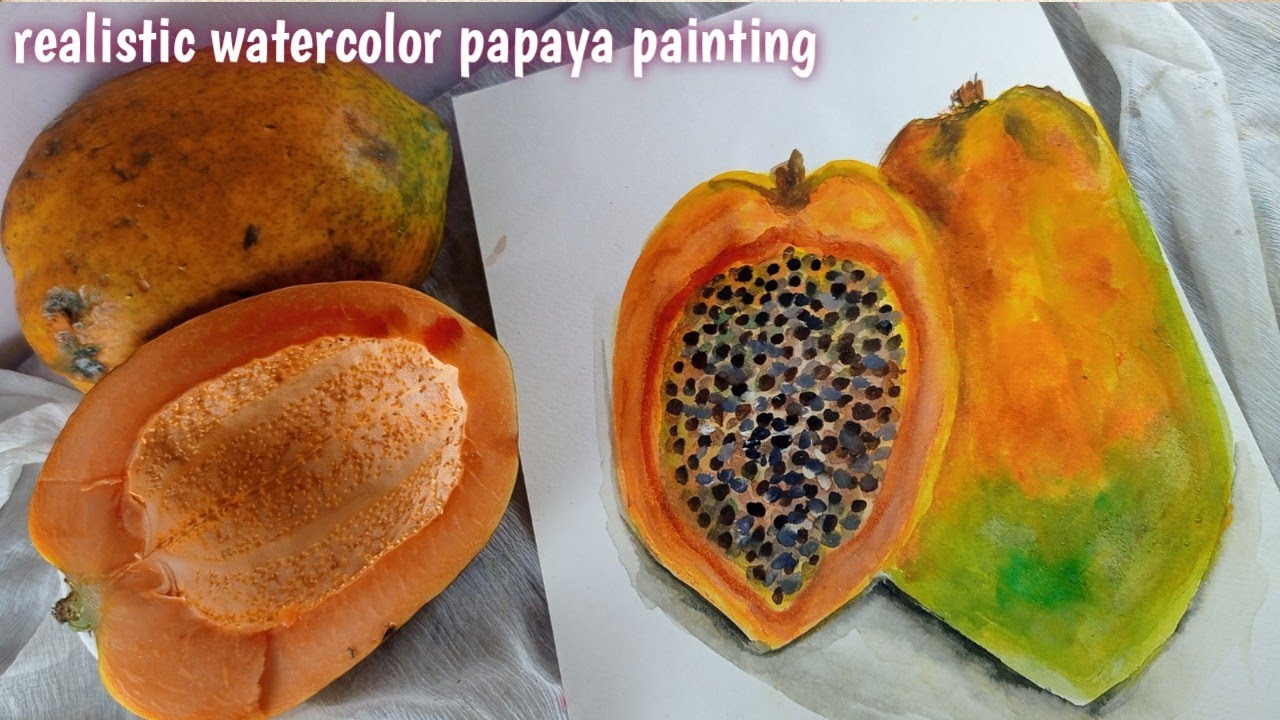 Realistic Papaya Drawing & Painting - how to draw a papaya easily with ...