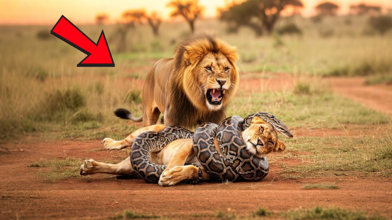 What This Lion Did When His Lioness Was Attacked by a Python Will Break Your Heart - YouTube