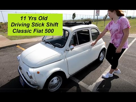 11 Year Old Driving Classic Fiat 500 Manual