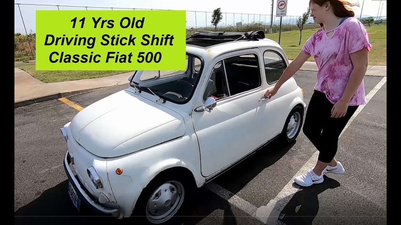 11 Year Old Driving Classic Fiat 500 Manual - YouTube