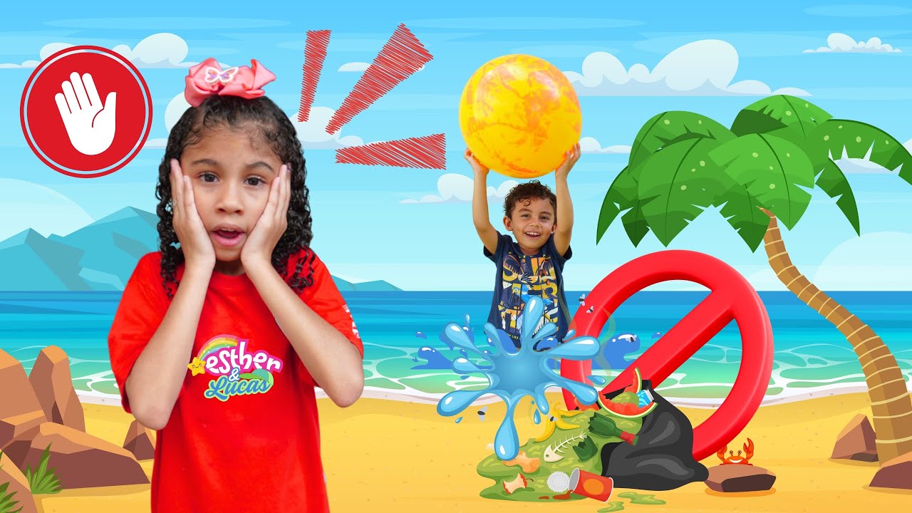 Esther e Lucas aprendem as Regras de Conduta na Praia - Learn Rules of Conduct for Children ...