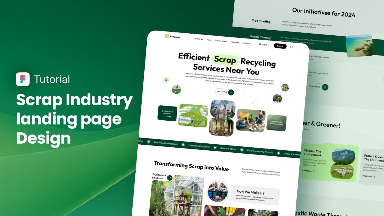 Landing Page Design Figma Tutorial | Scrap Industry landing Page | How ...