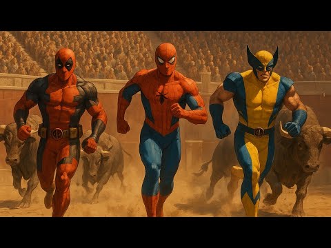 Spider-Man Deadpool & Wolverine vs. The Bulls! #bullfightingculture # ...