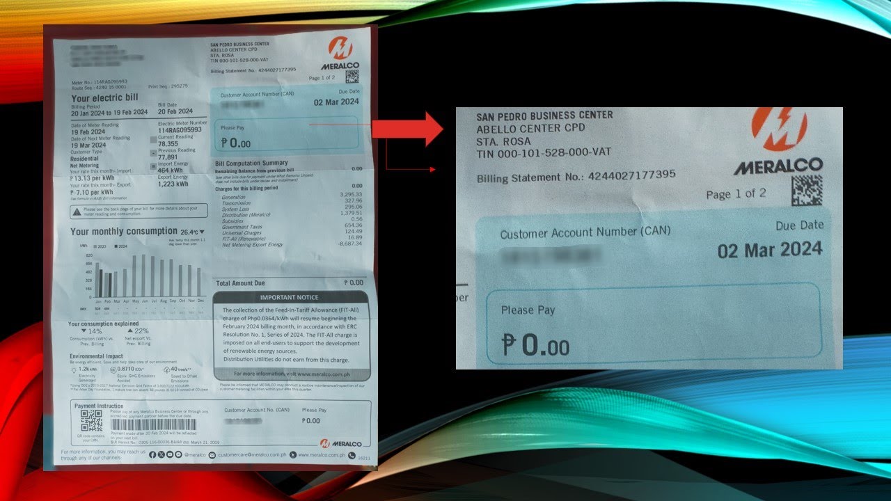 ELECTRICITY BILL AS EXPLAINED TO HAVE "0" (ZERO) BILLS TO PAY. # ...